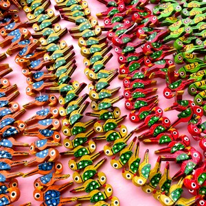 VINTAGE: 10pcs Carved Balsa Wooden Parrot Bird Beads From India - Basal ...