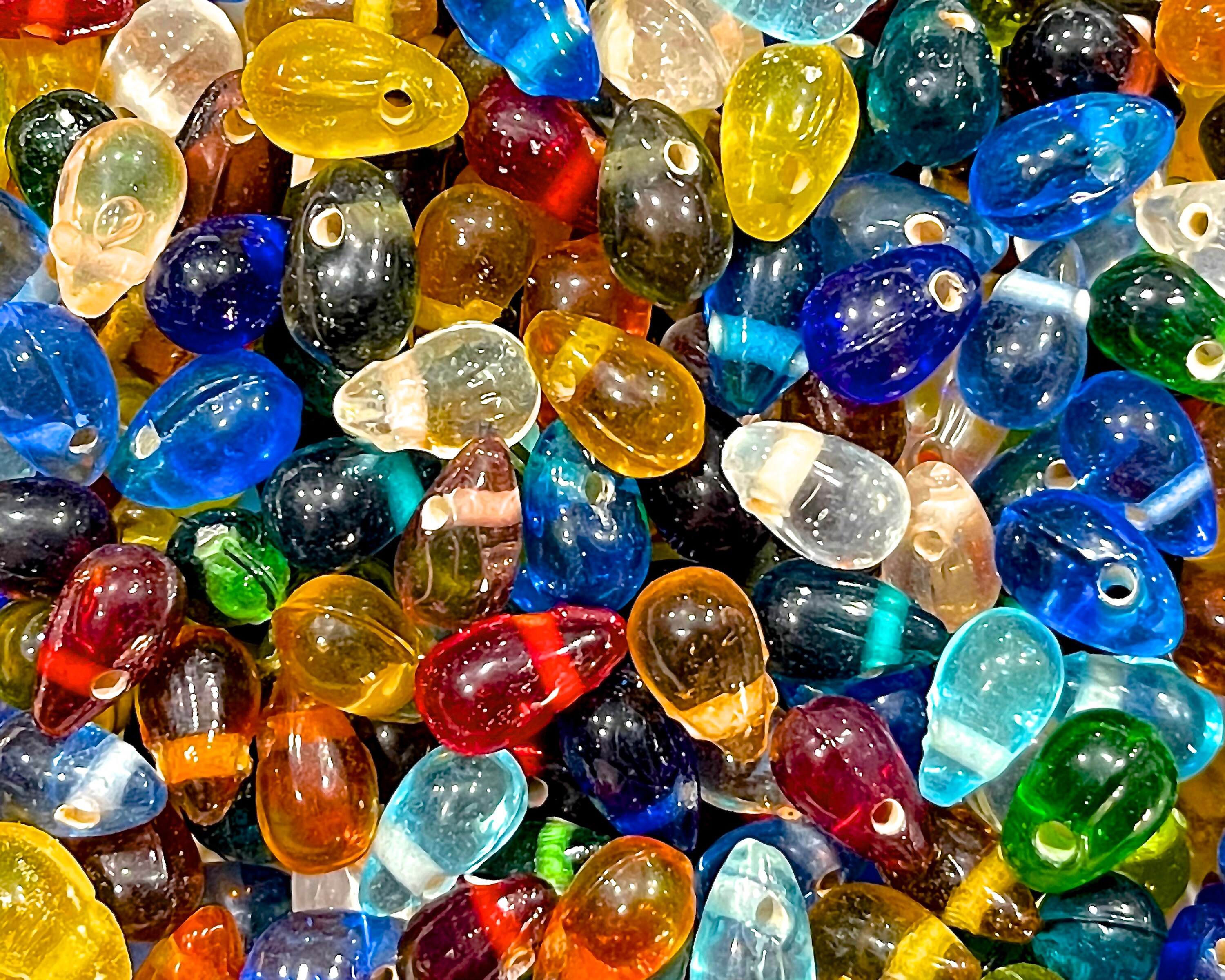 SUPPLY: 100pcs Small Translucent Colorful Glass Drops Drop | Etsy