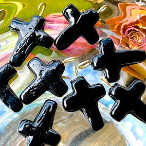 SUPPLY: 8pcs Large Black Glass Cross Charms Pendants - Etsy
