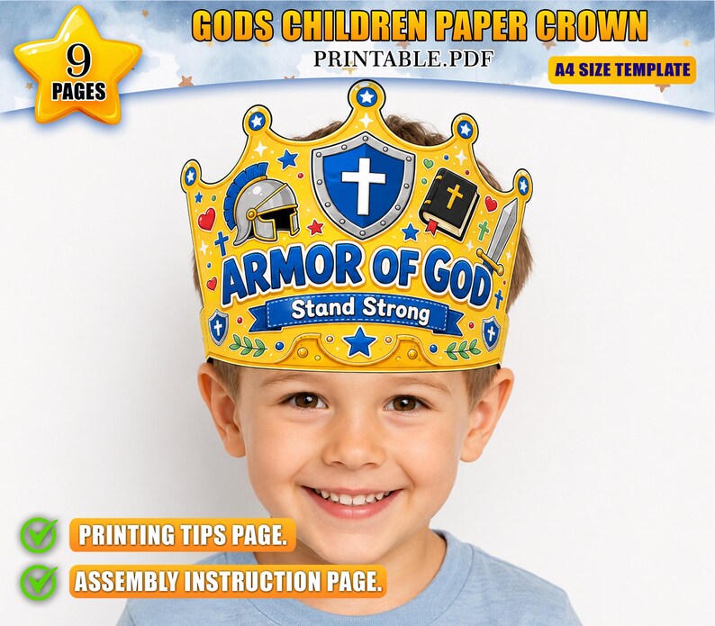 Armor of God Paper Crown and Bracelet Bible Craft, Sunday School VBS ...