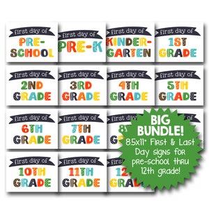 1st Day of School Signs | Cute First and Last Day of School Printables ...