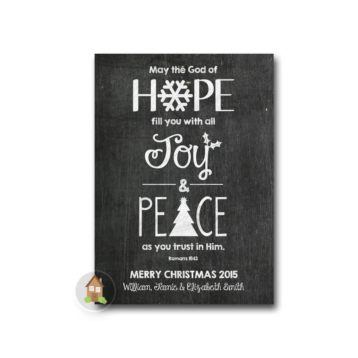 Printable Christian Christmas Card Hope Joy & Peace - Etsy