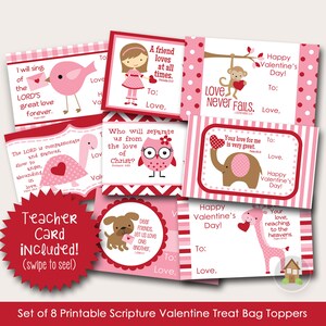 Valentine Treat Bag Toppers Kids School Valentines DIY PRINTABLE ...