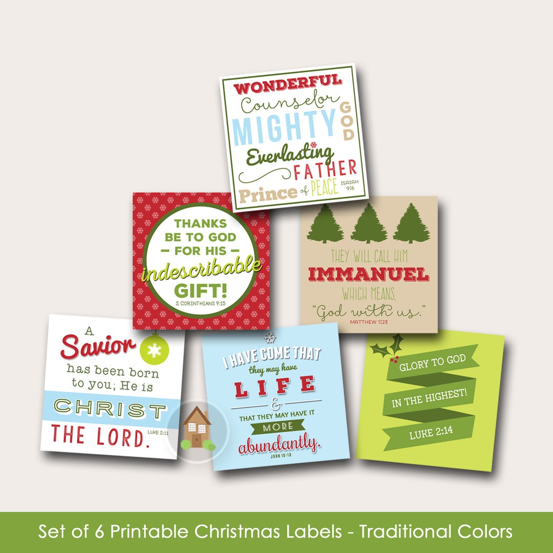 Printable Christmas Scripture Gift Tags DIY PRINTABLE Retro Christmas ...