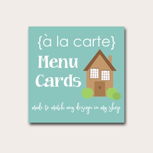 Made to Match MENU CARDS - Printable - Personalize and Coordinate With ...