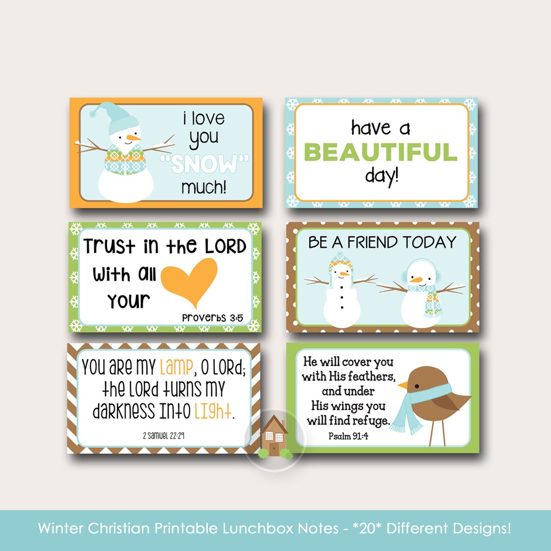 Winter Lunch Box Notes | Christian, Scripture Lunch Box Notes | January ...