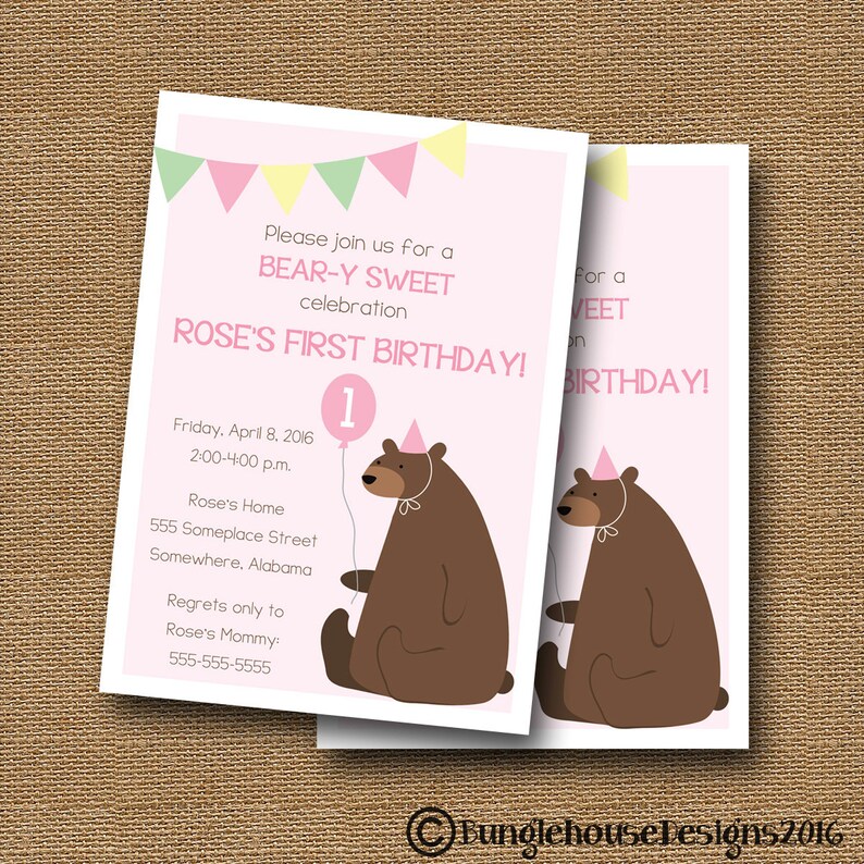 Bear Birthday Invitation | Baby's First Birthday | Teddy Bear Party ...