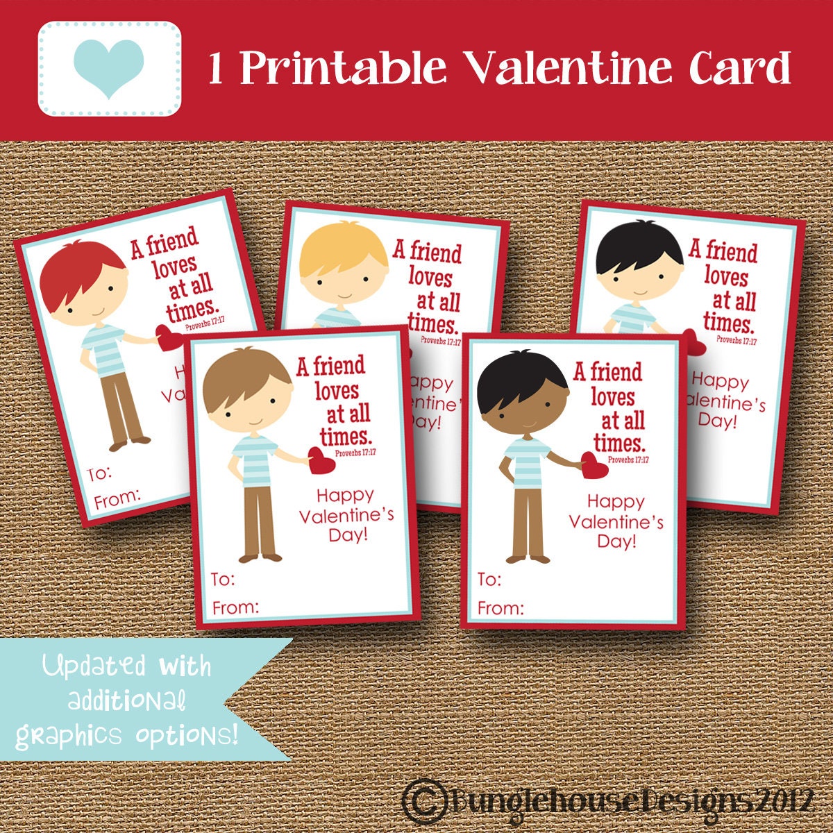 Kids Valentines DIY PRINTABLE Boys Classroom Valentines | Etsy