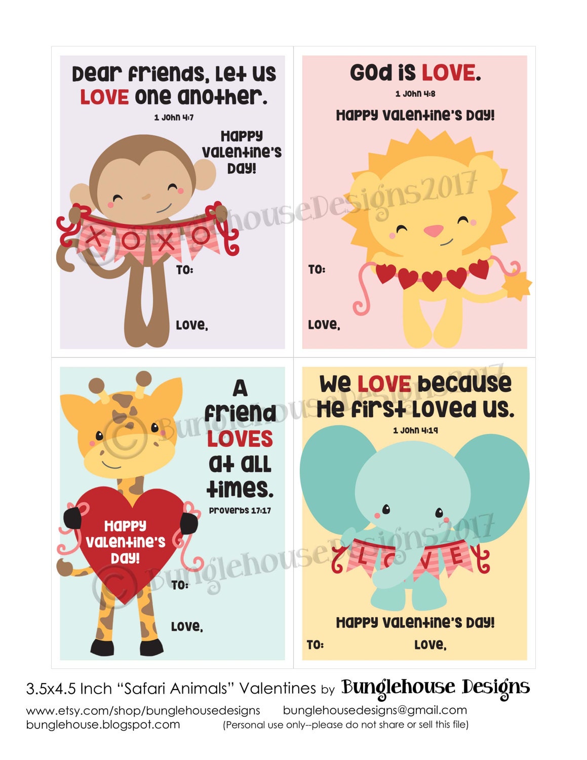 Preschool Valentines Safari Valentines DIY PRINTABLE | Etsy