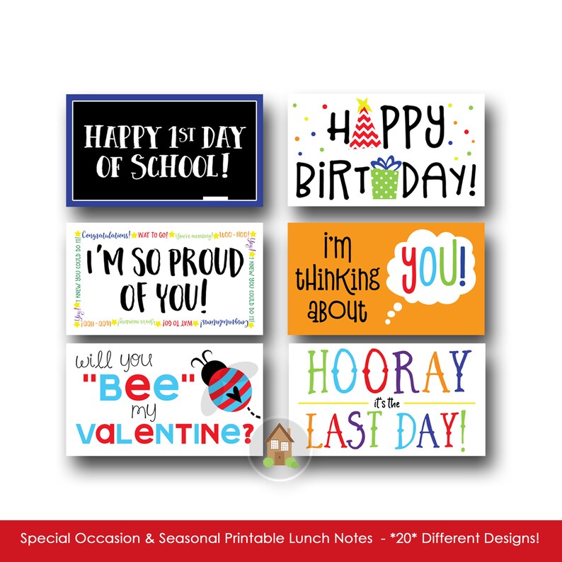Printable Lunch Box Notes for Special Occasions and Seasons | Etsy