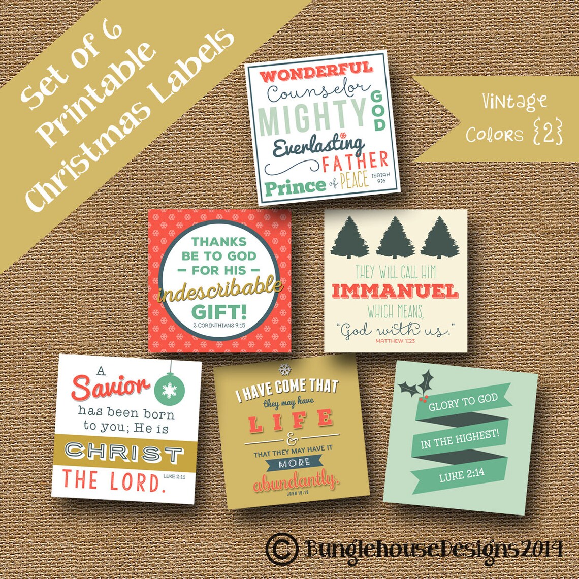Printable Christmas Scripture Gift Tags | DIY PRINTABLE | Retro ...
