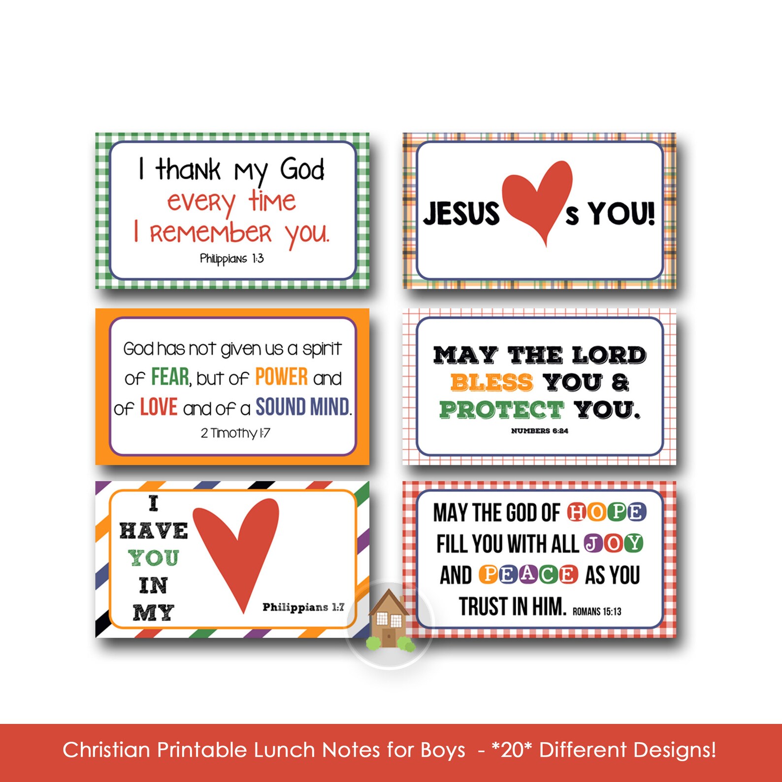 Printable Lunch Notes for Boys | Bible Verse Encouragement Cards for ...