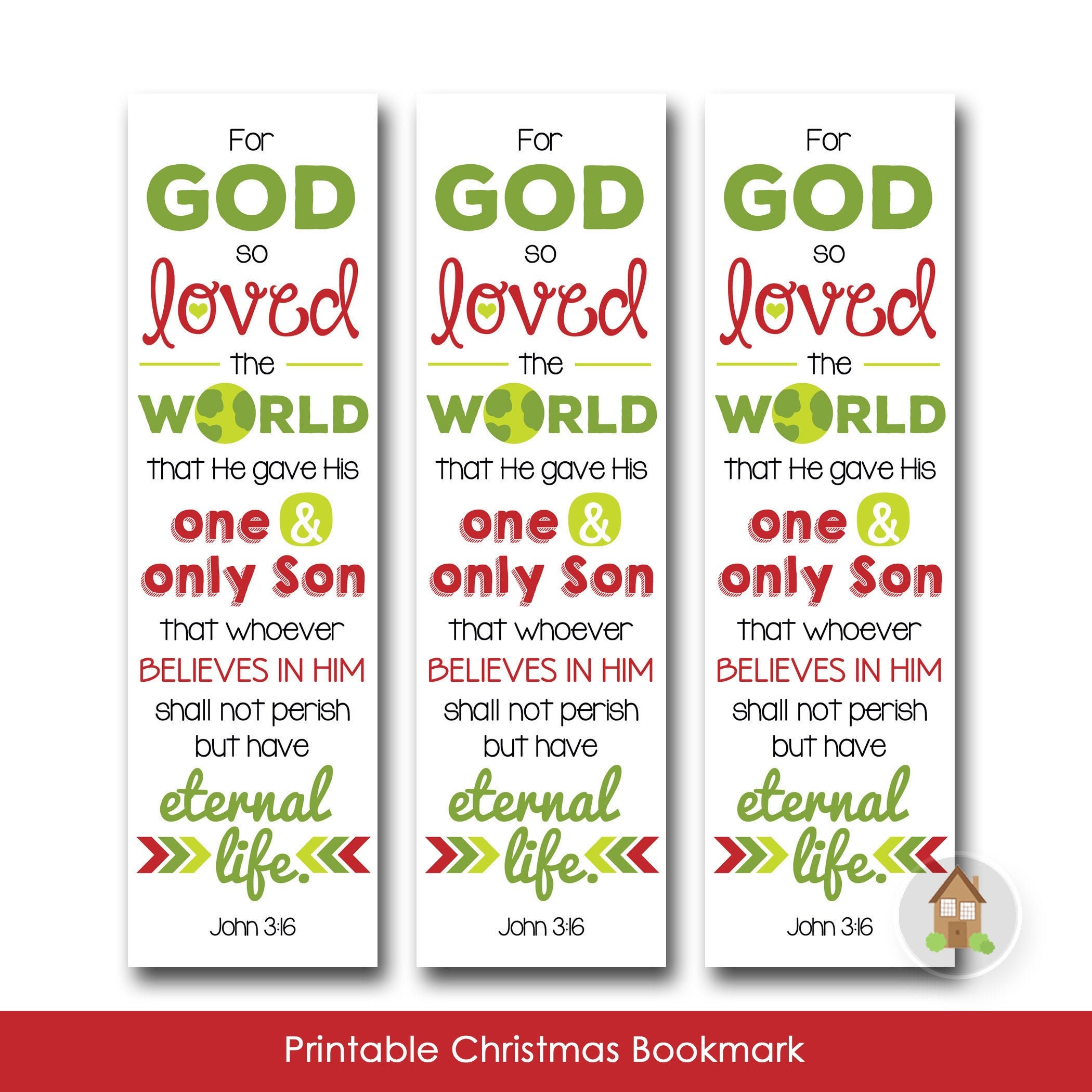 John 3:16 Christmas Bookmark Printable Scripture Christmas | Etsy