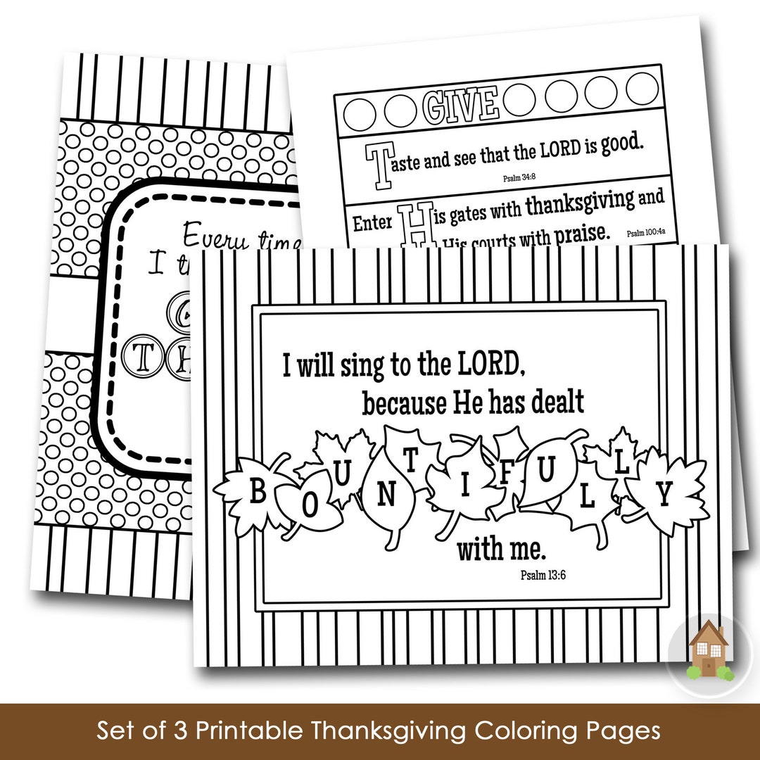Printable Thanksgiving Coloring Pages Give Thanks Scripture - Etsy