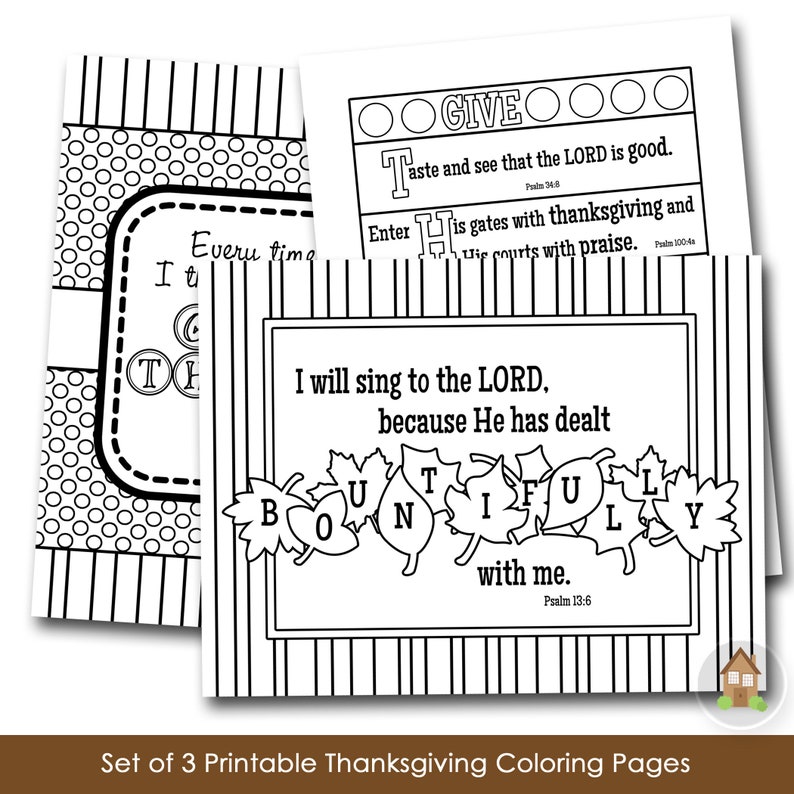Printable Thanksgiving Coloring Pages Give Thanks Scripture | Etsy