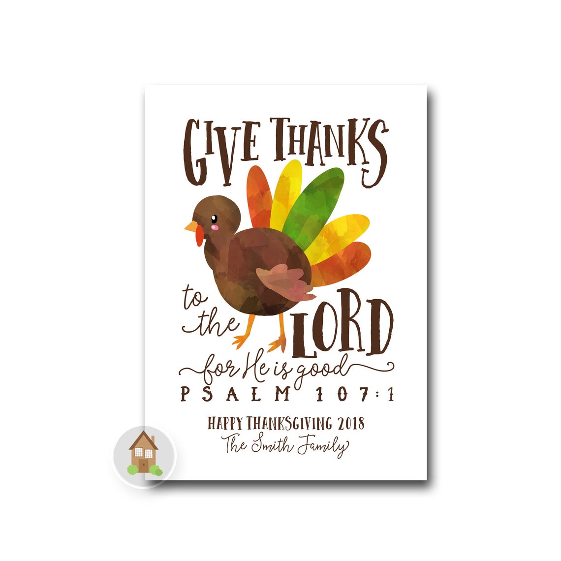 Religious Thanksgiving Card Printable Personalized | Etsy