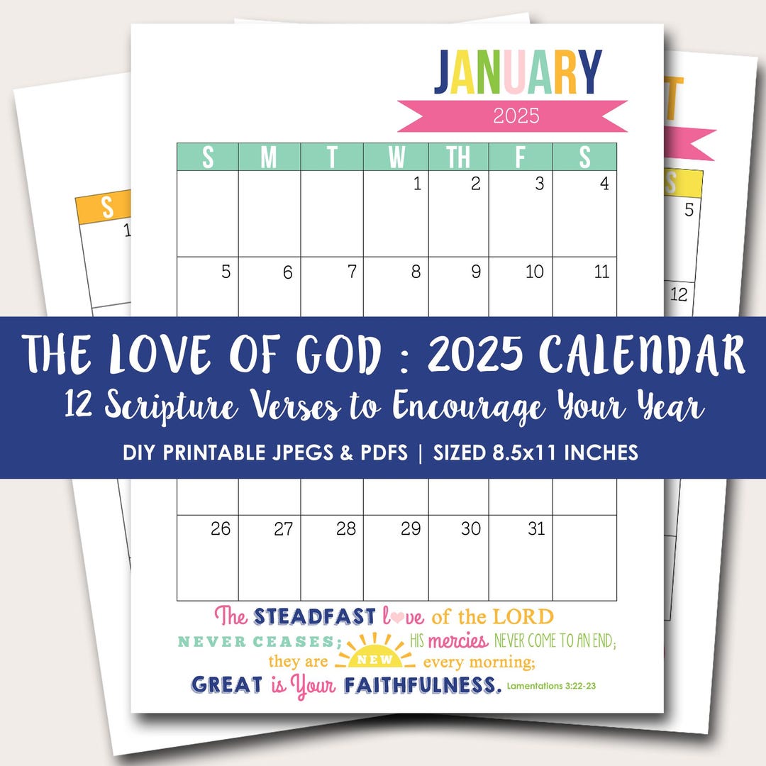 Instant Download Printable Calendar for 2025 Planner | Christian ...