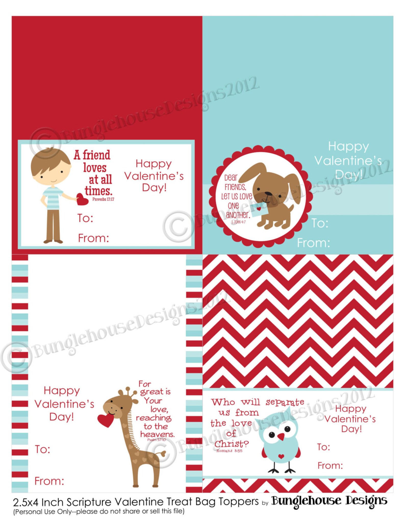 Valentine Treat Bag Toppers Kids Valentines DIY PRINTABLE - Etsy
