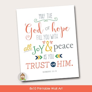 Printable Scripture | Bible Verse Wall Art | God of Hope, Romans 15:13 ...