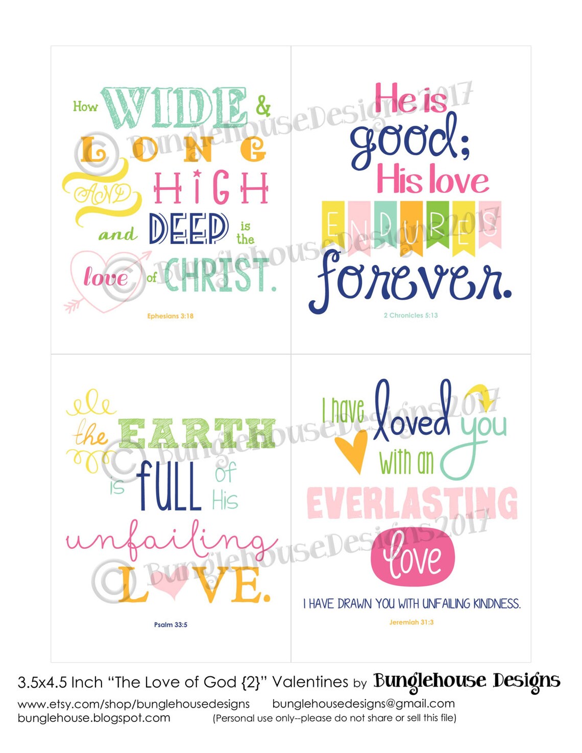 Set of 12 Scripture Valentines | Christian Valentines Bundle | Love of ...