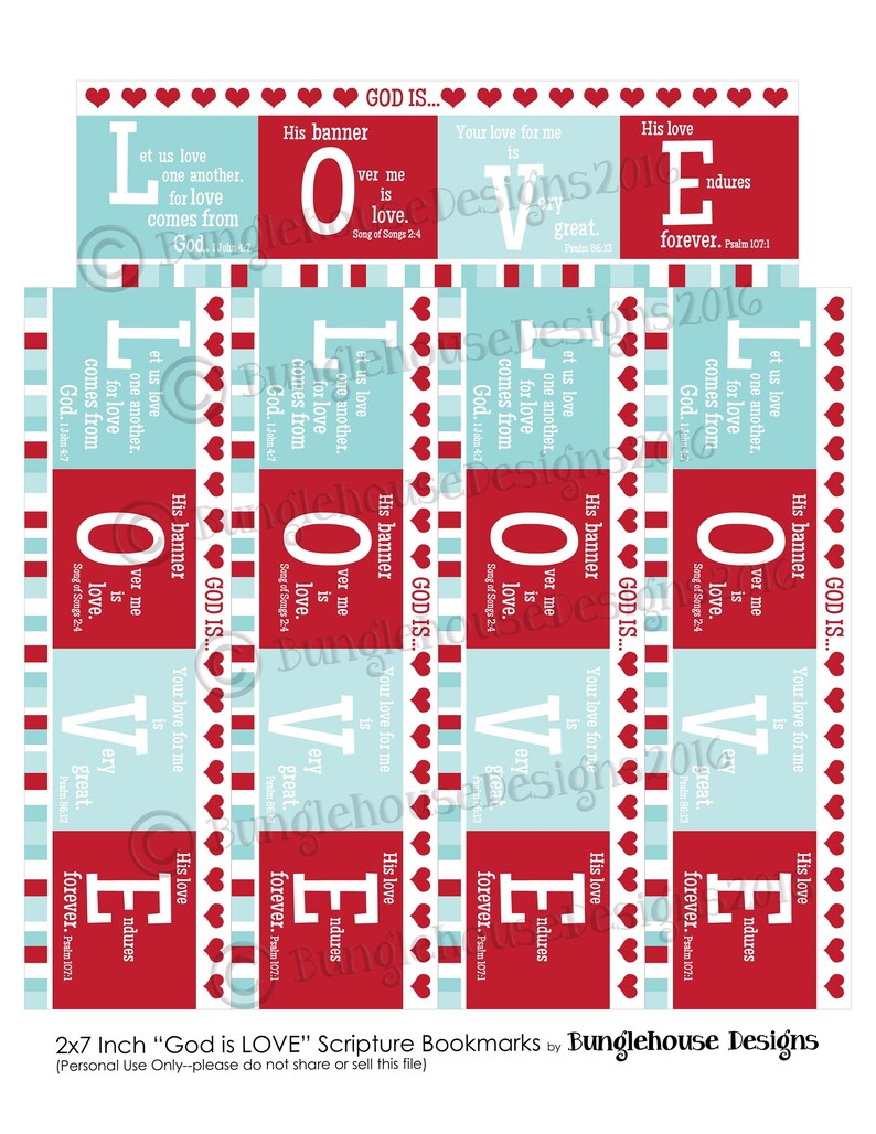 Printable Valentine's Day Bookmarks, God is Love Scripture, Bible Verse ...