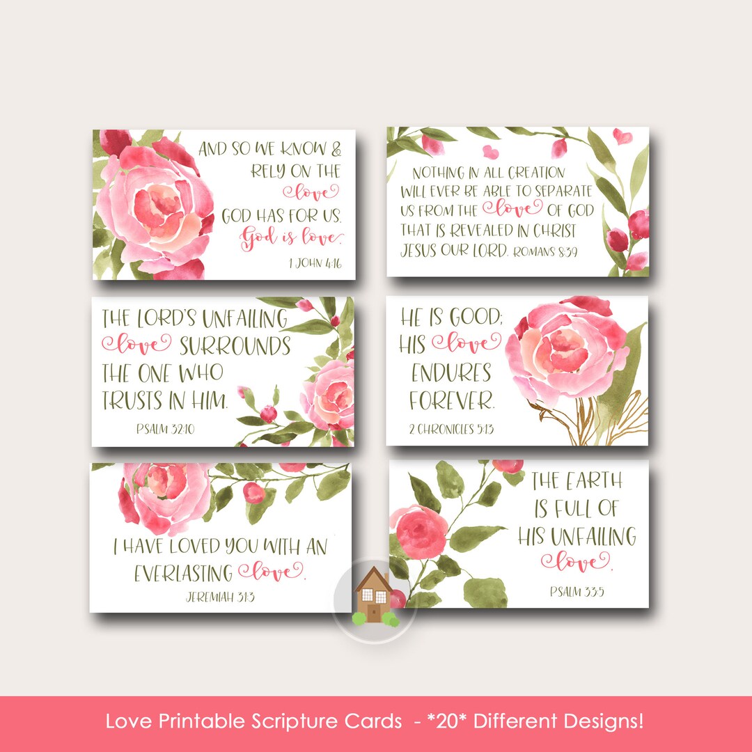 Love Scripture Cards | 20 Beautiful Encouragement Cards With Bible ...