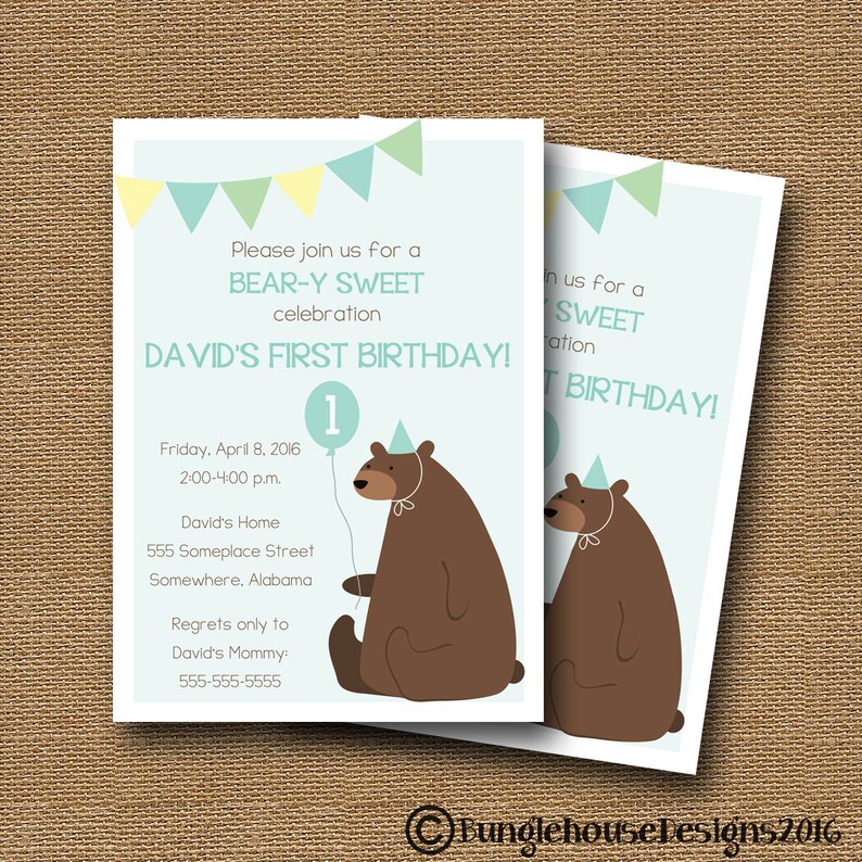 Bear Birthday Invitation | Little Boy's Beary Sweet Birthday Party ...