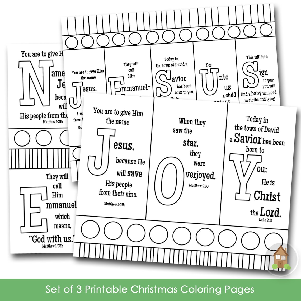 Printable Christmas Coloring Pages Jesus Joy Noel - Etsy