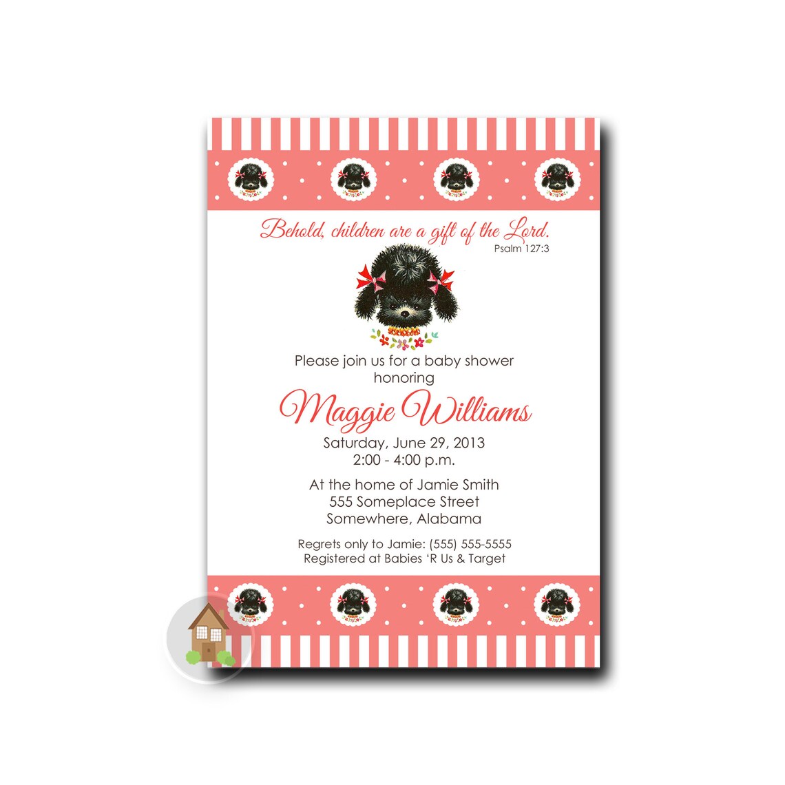 Vintage Poodle Printable Baby Shower Invitation With Scripture | Etsy