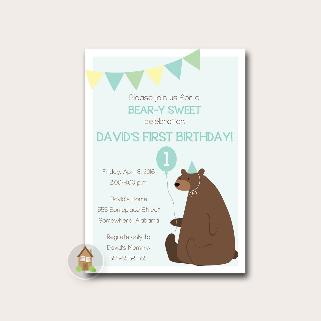 Bear Birthday Invitation | Little Boy's Beary Sweet Birthday Party ...