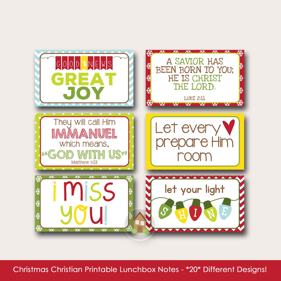Christmas Lunch Box Notes | December Lunch Box Cards | Christian ...
