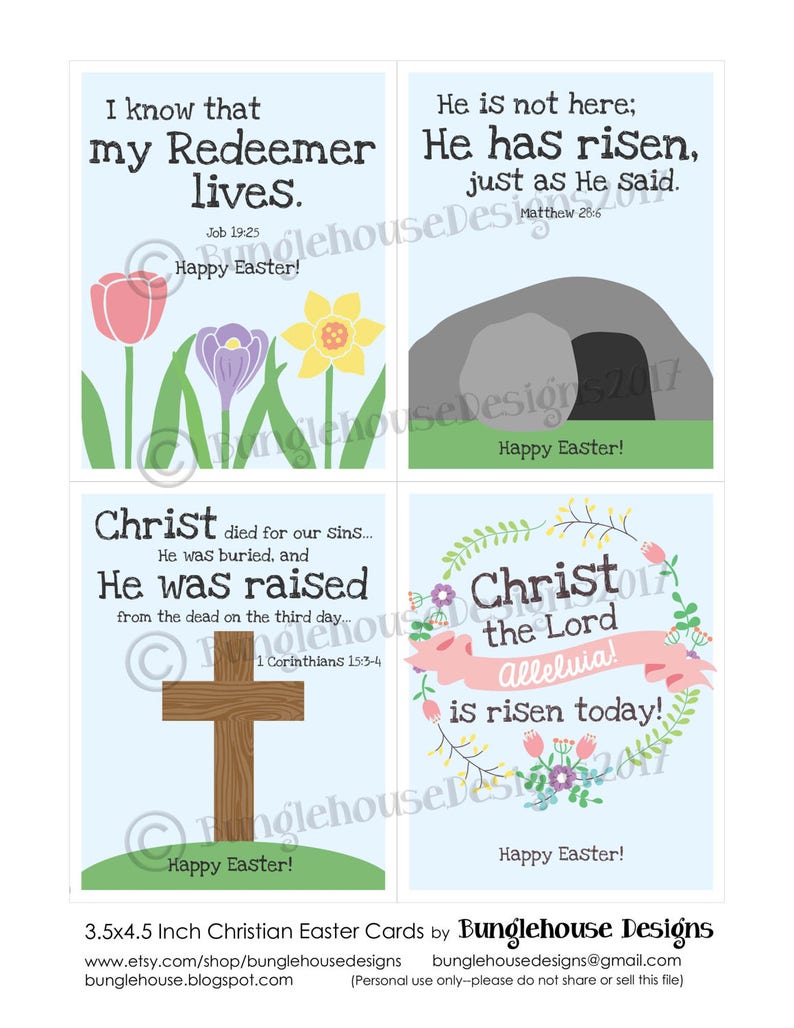 Kids Printable Christian Easter Cards Religious Bible - Etsy UK
