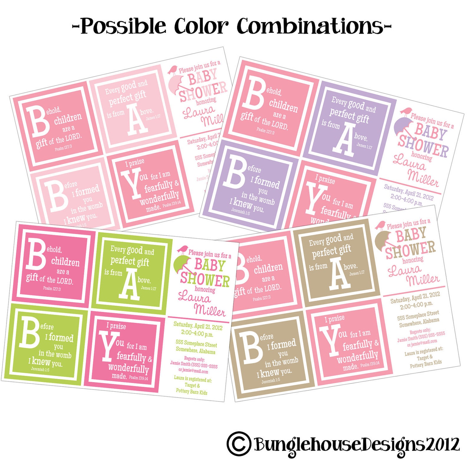 Baby Girl Shower Invitation Baby Blocks Invitation Choose - Etsy