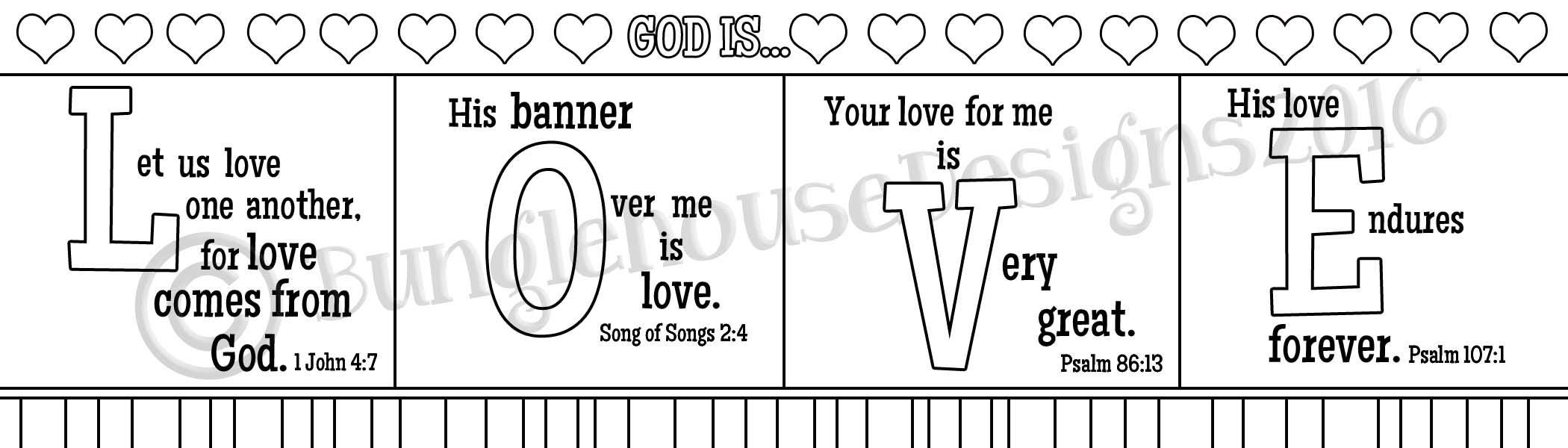 Printable Valentine's Day Coloring Bookmark | God is Love Scripture ...