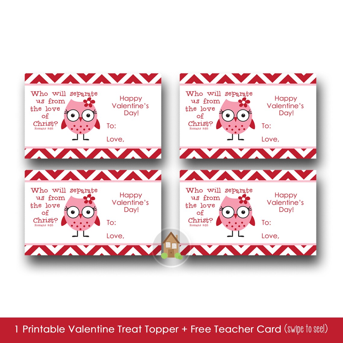 Owl Valentine Treat Bag Topper for Kids Treat Label DIY | Etsy