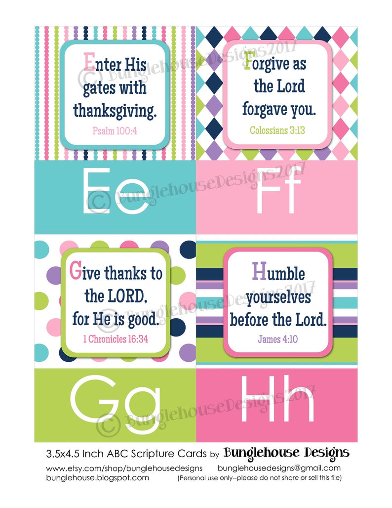 ABC Scripture Flashcards | Girl's Bible Verse Alphabet | Preschool ...