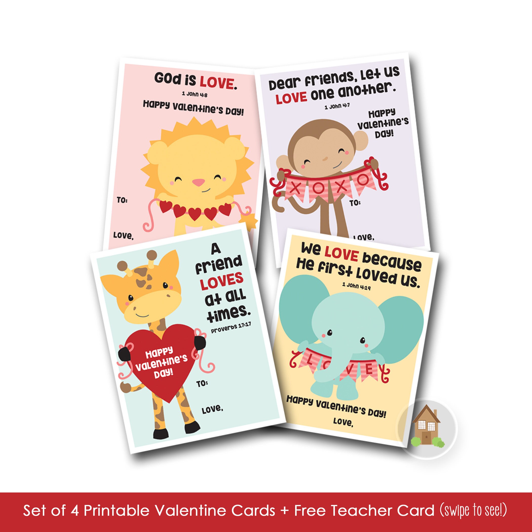 Preschool Valentines Safari Valentines DIY PRINTABLE | Etsy