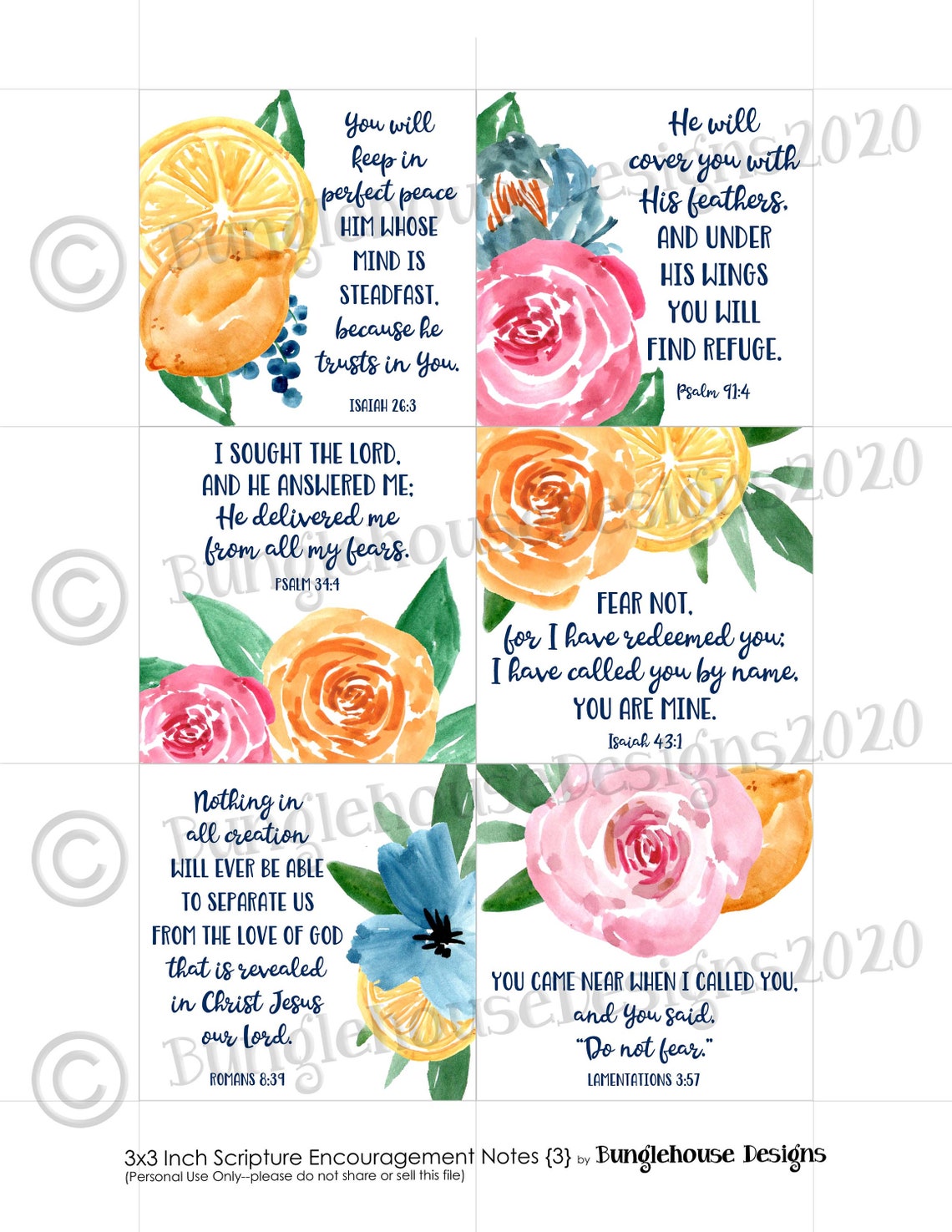 Bundle of Printable Scripture Encouragment Cards (set of 64) - Etsy