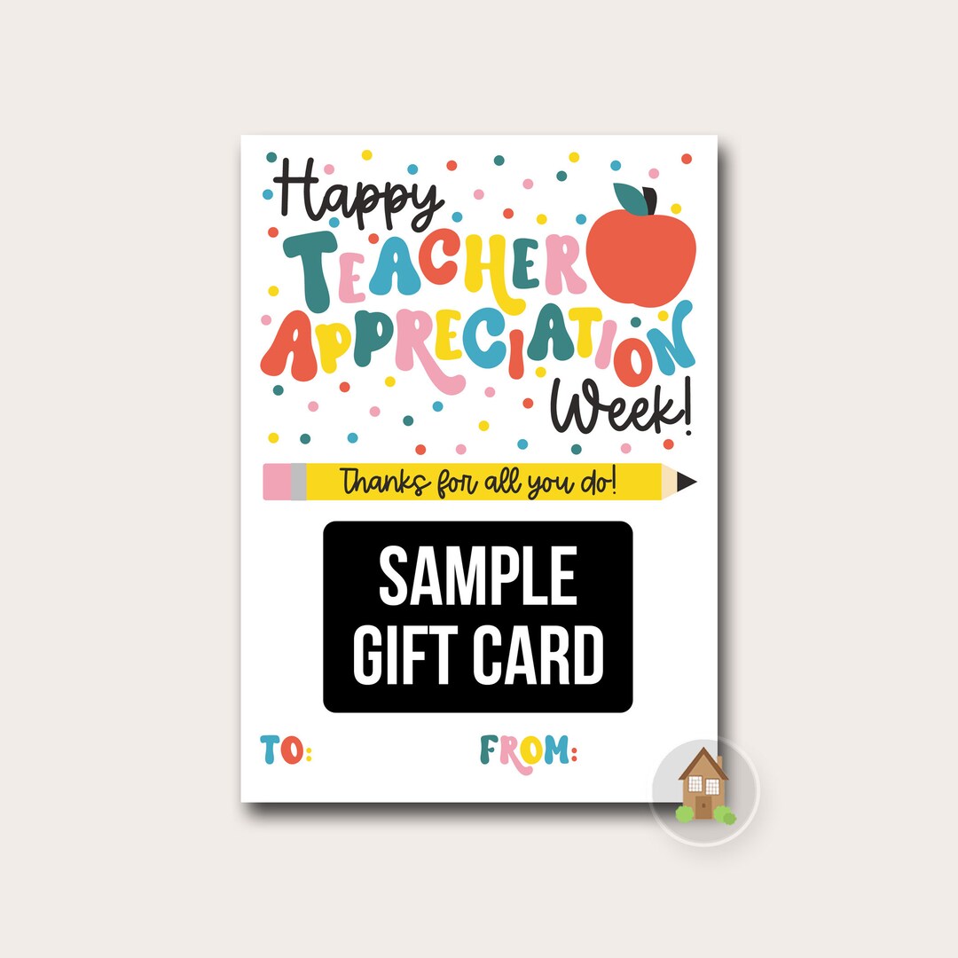 Teacher Appreciation Week Gift Card Holder Printable Retro Happy ...