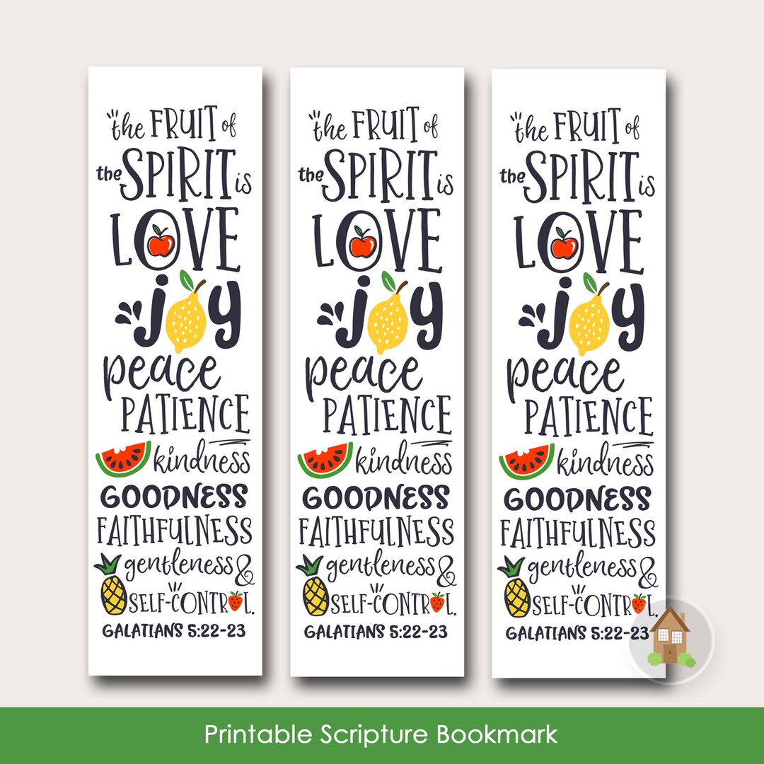 Fruit of the Spirit Typography Printable Scripture Bookmark - Etsy