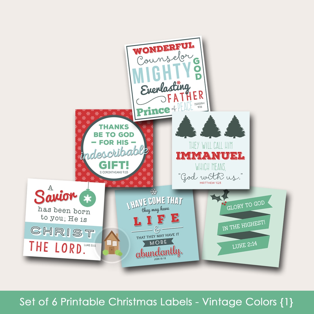 Printable Christmas Scripture Gift Tags DIY PRINTABLE Retro Christmas ...