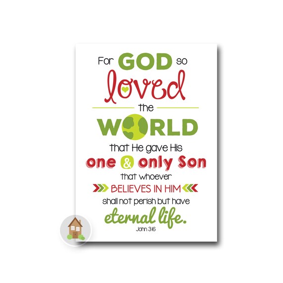 John 3:16 Printable Christmas Card Instant Download | Etsy