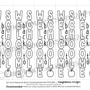 Welcome Back to School Printable Coloring Bookmark | First Day of ...