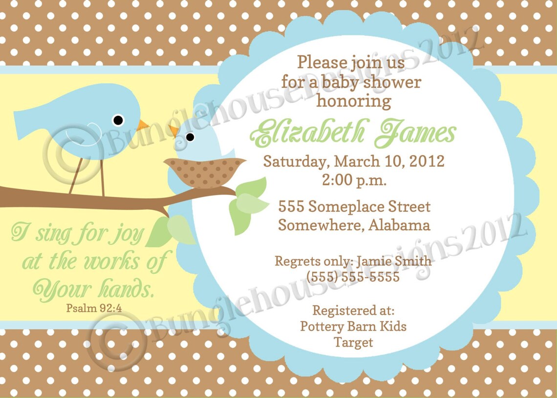 Bird Baby Shower Invitation Baby Boy Shower Invite - Etsy