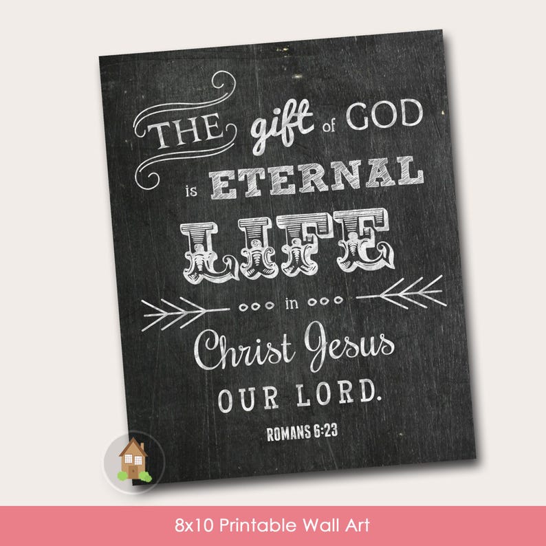 Romans 6:23 Printable Wall Art | Digital Chalkboard Print for Gallery ...