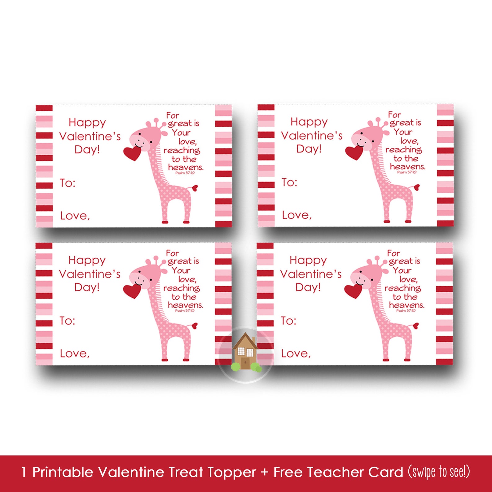 Classroom Valentine Treat Bag Topper for Kids Giraffe | Etsy