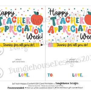 Teacher Appreciation Week Gift Card Holder | Printable Retro Happy ...