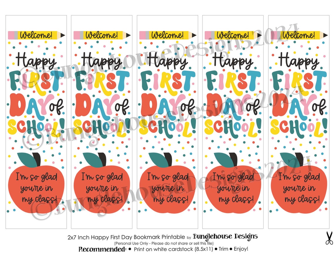 Happy First Day of School Printable Bookmark | Welcome to School ...