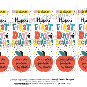 Happy First Day of School Printable Bookmark | Welcome to School ...