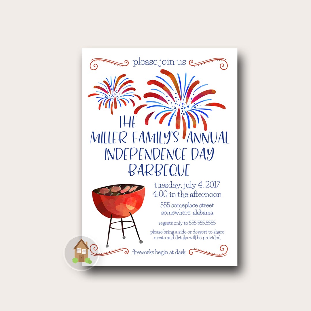 4th of July Invitation Printable | Cute July 4th Cookout Invite | July ...